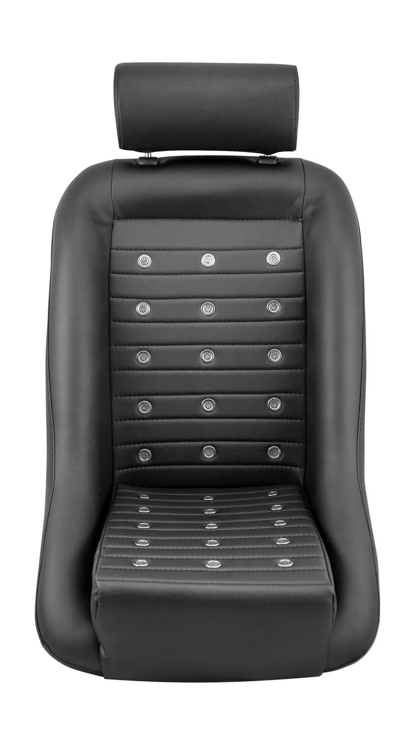 Retro Classic Vintage Racing Bucket Seats (PVC) with Sliders (Pair ...