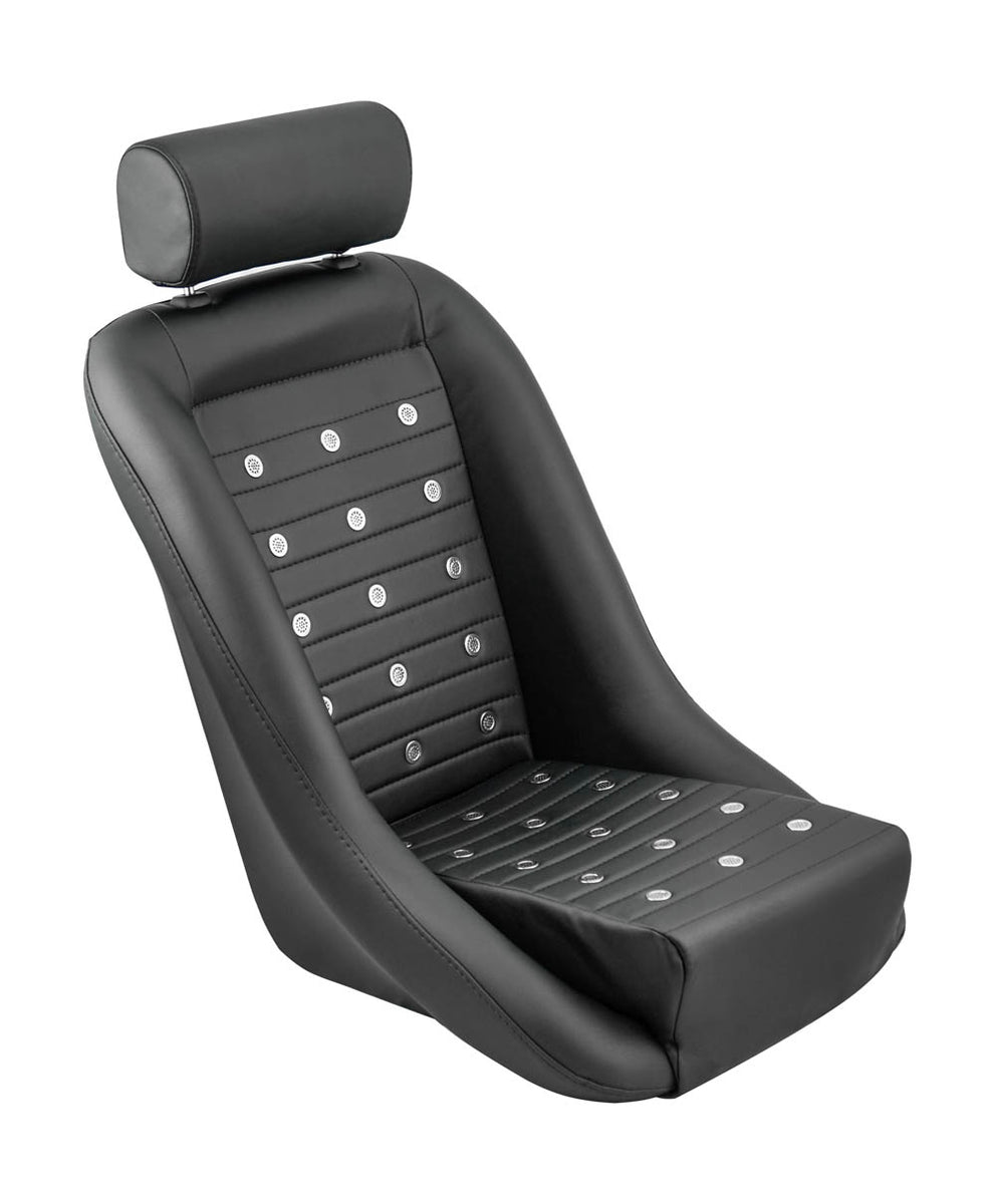 Retro Classic Vintage Racing Bucket Seats (PVC) with Sliders (Pair ...