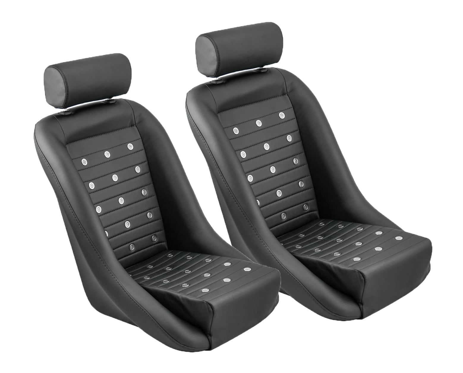 Retro Classic Vintage Racing Bucket Seats (PVC) with Sliders (Pair ...