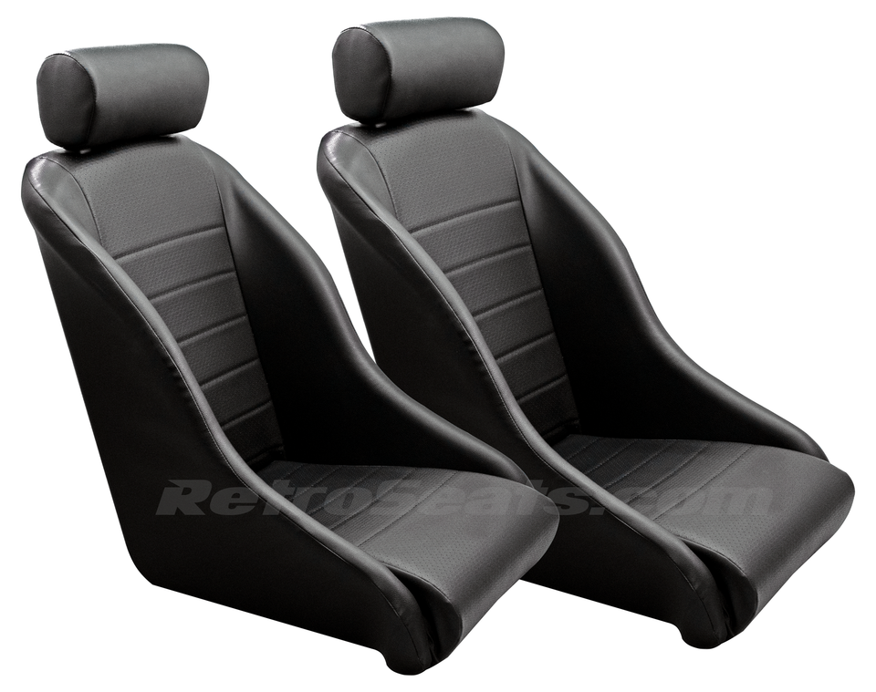 67911R Retro Classic Vintage Racing Bucket Seats | (PVC / Perforated ...